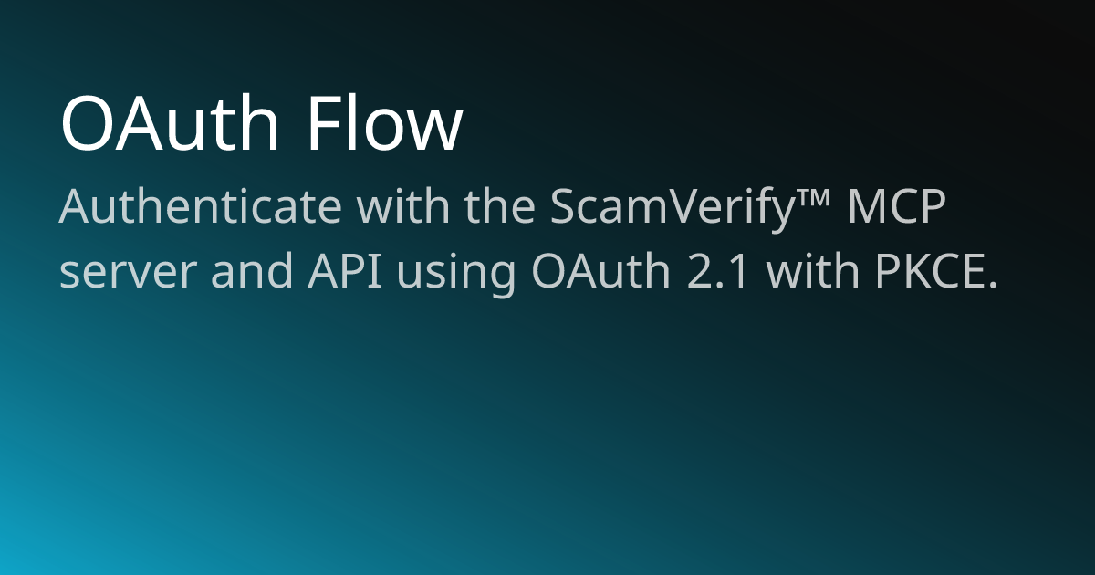 OAuth Flow | ScamVerify API Docs